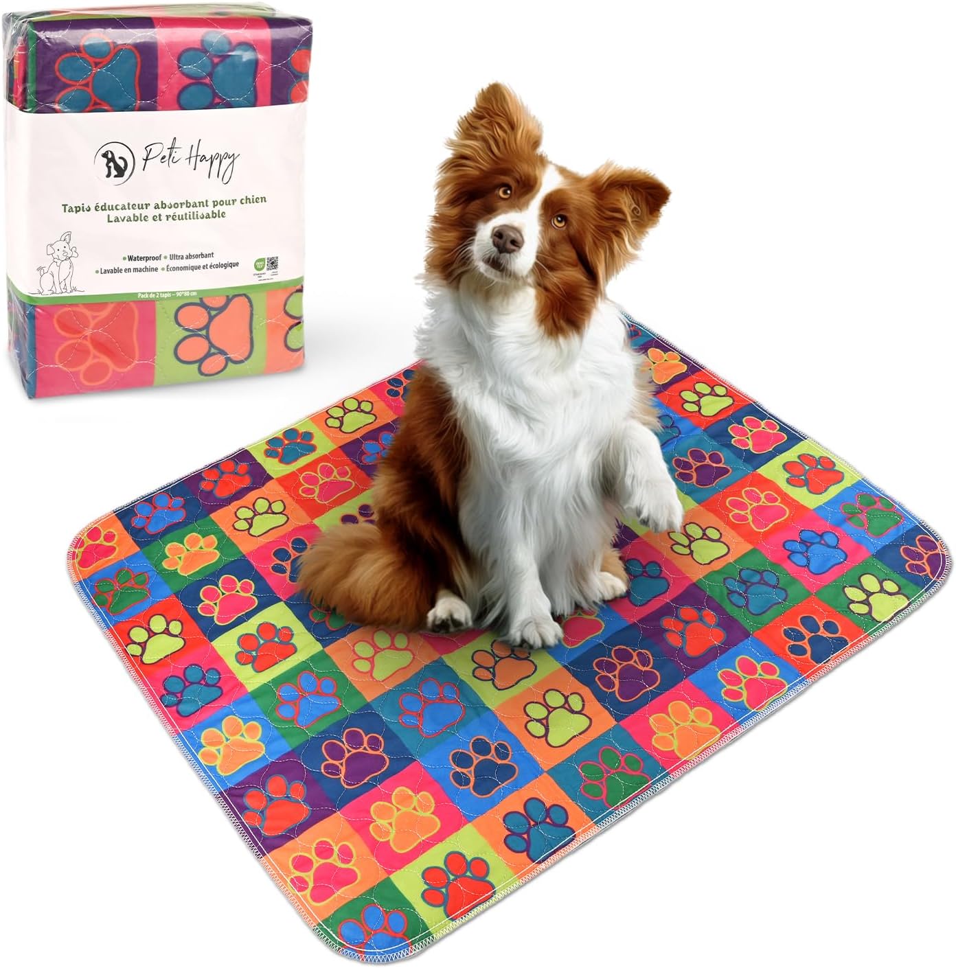 Lot de 2 Tapis absorbants pour Chien & Chiot 90*80cm | Tapis Lavable ...
