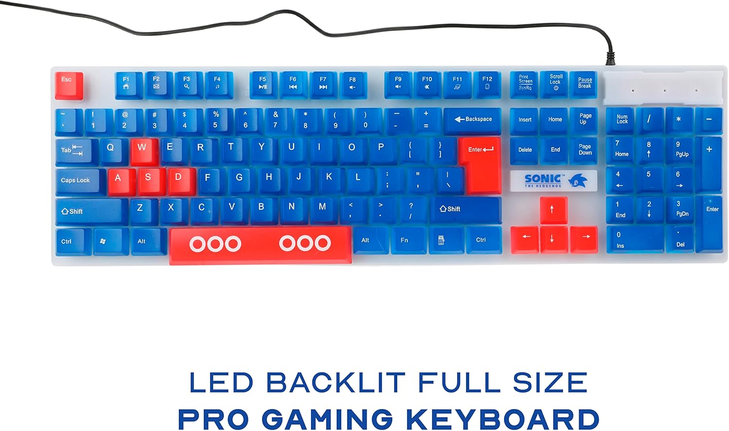 Sonic the Hedgehog 3 in 1 Gaming Set with LED Backlit Keyboard and ...