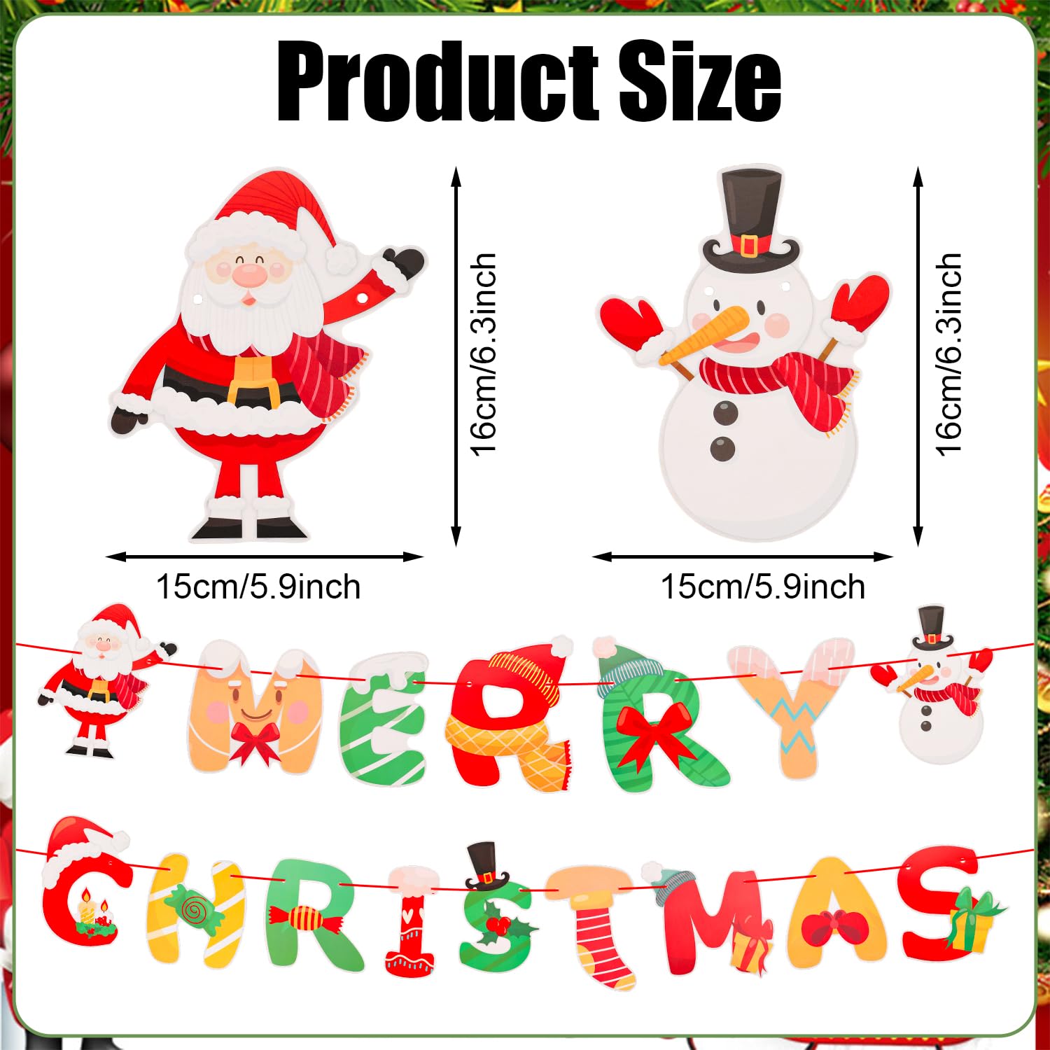 Merry Christmas Banner Pre Strung Santa Claus Merry Christmas Porch ...