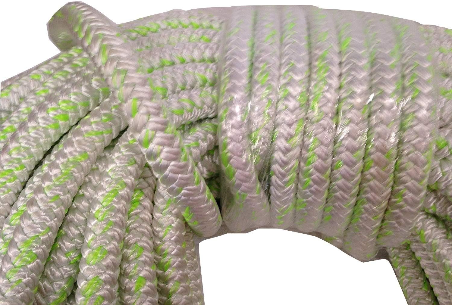 1" x 200' 12 Carrier, 24-Strand Arborist Bull Rope, White/Green ...