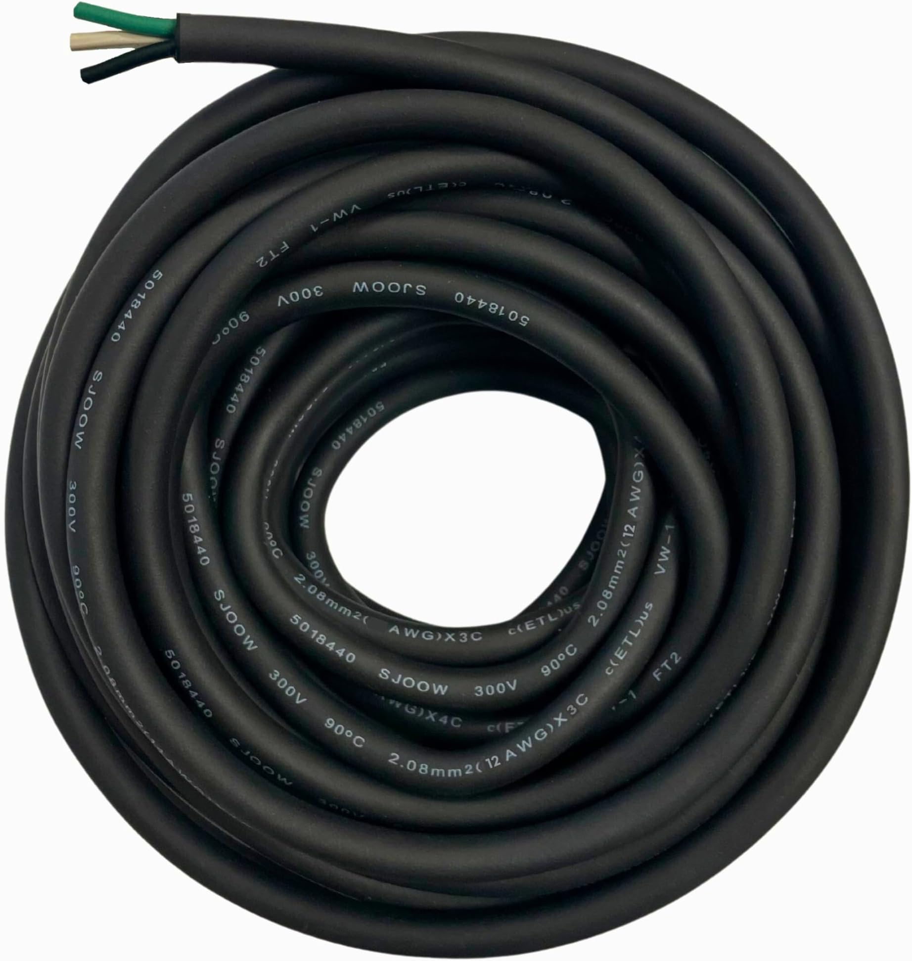 Amazon.com: 40 Feet 12/3 SJOOW Cable Cord 12 AWG 3 Conductor SO Wire ...