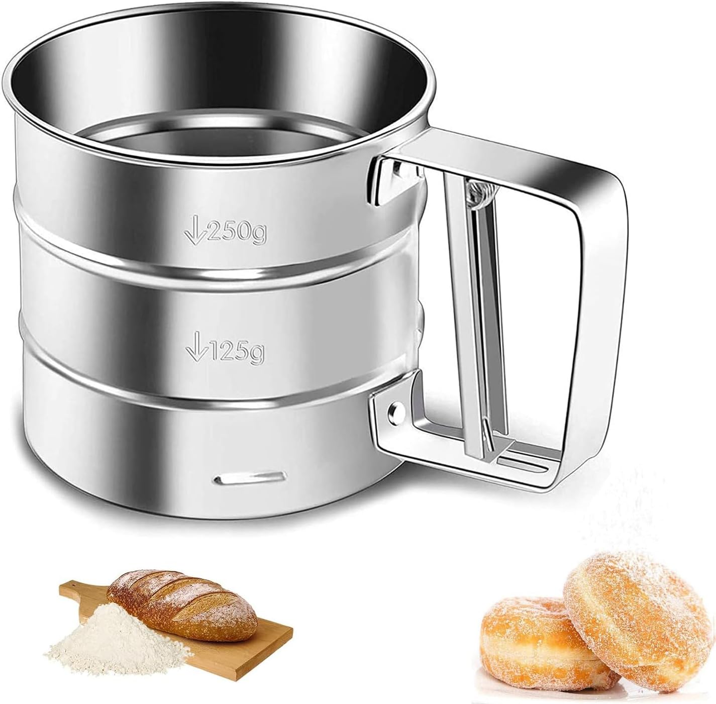 Powder Sugar Sifter for Baking,Stainless Steel Flour Sieve,Handheld ...