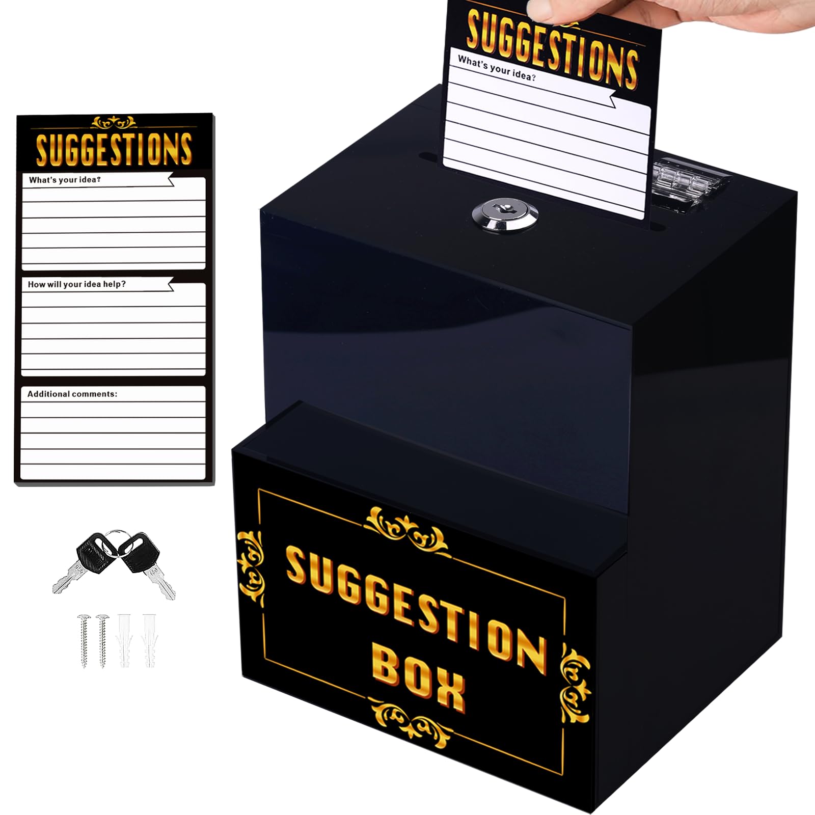 Amazon.com : Idealmuzik Suggestion Box with Slot and Lock,Wall Mounted ...