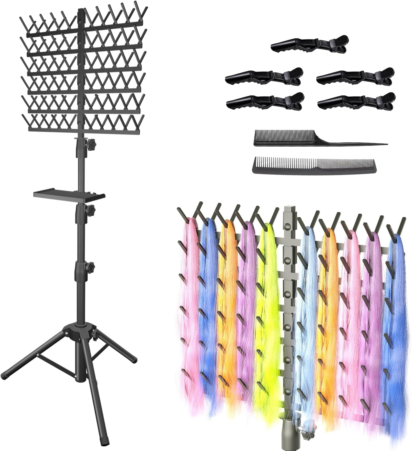 Amazon.com : poipoilu Braiding hair rack stand 168 pegs, Height ...