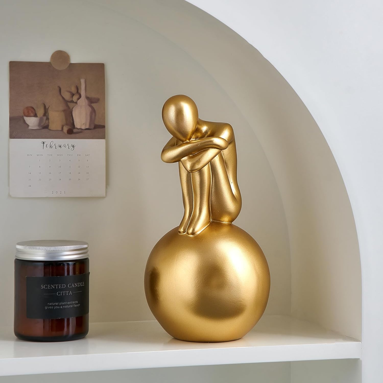 Amazon.com: Gold Thinker Statue Decor for Shelves, Modern Thinking ...