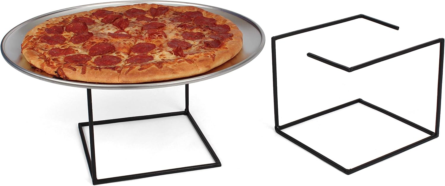 Milltown Merchants Metal Pizza Stand - Pizza Pan Risers - Tabletop Tray ...