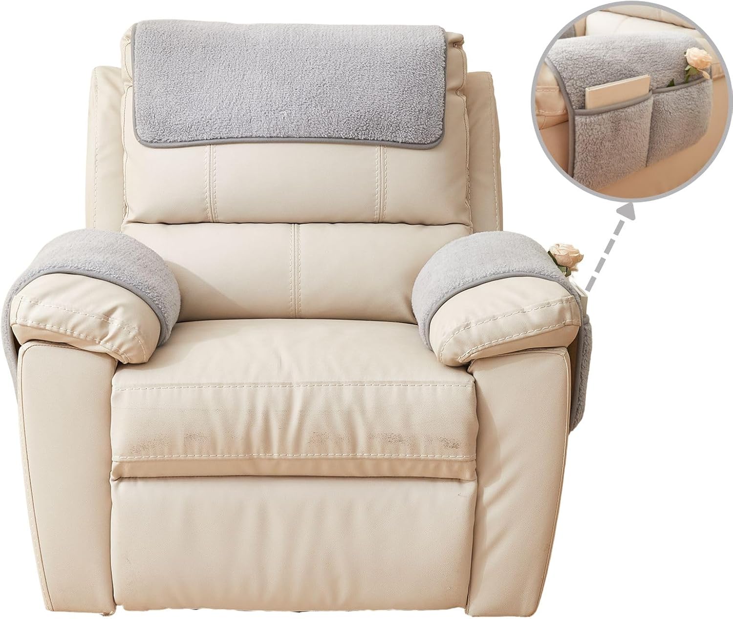 Amazon.com: vctops 3 Pieces Sherpa Fleece Sofa Armrest Cover for ...