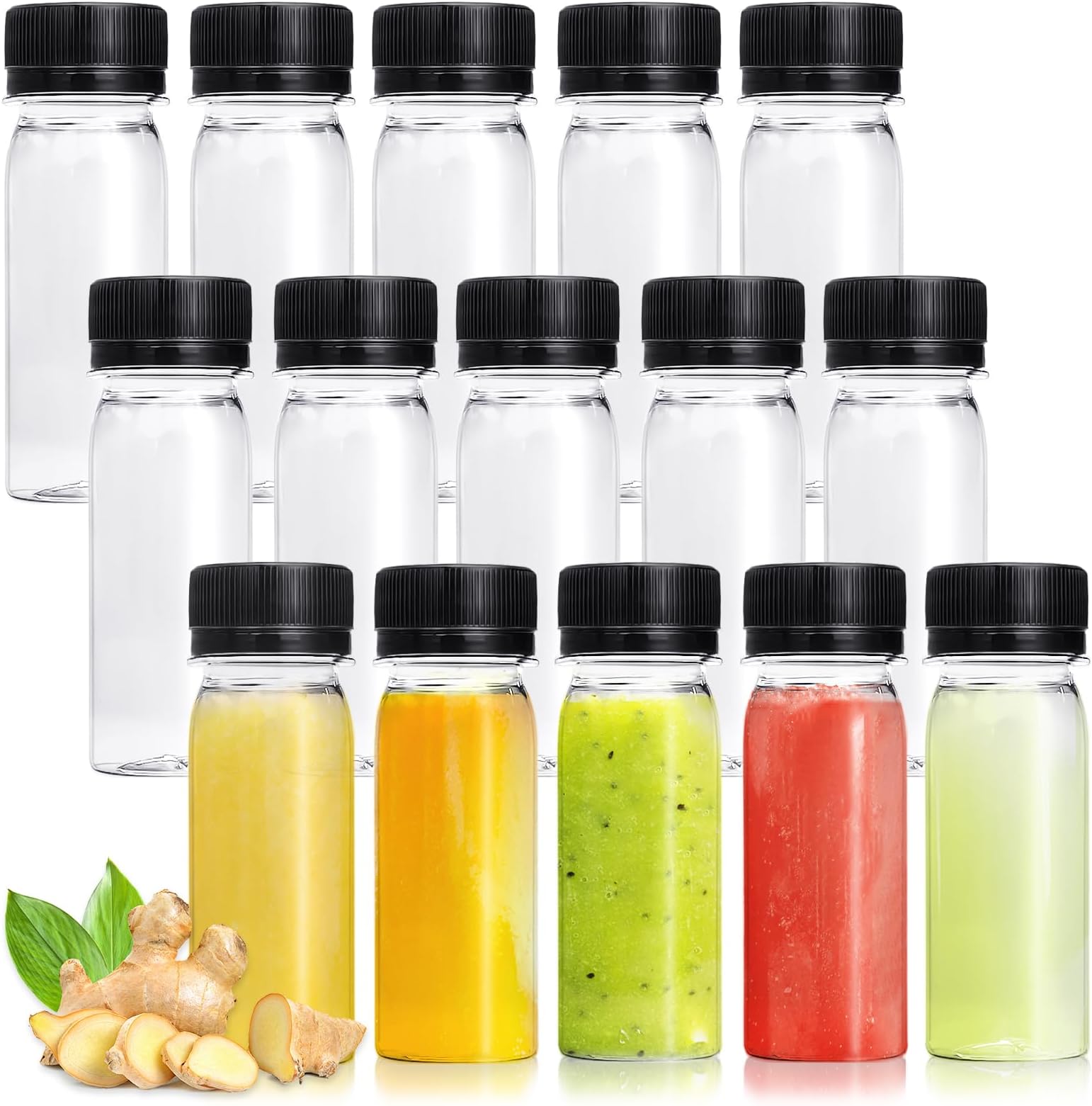 Amazon.com: NovaHF 12PCS 2oz Small Plastic Juice Bottles with Lids ...