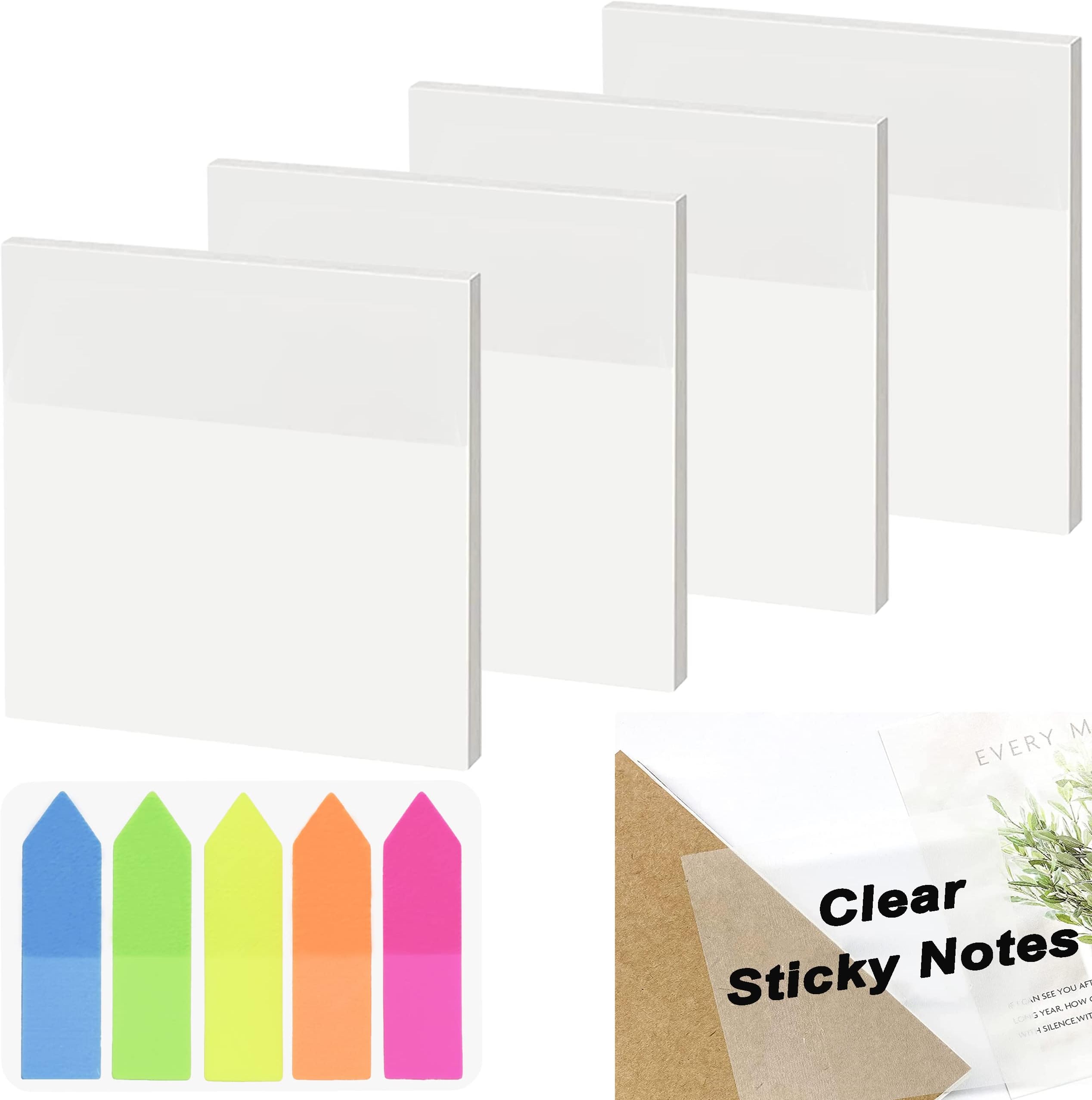 Amazon.com : Clear Sticky Notes 300 Pcs- Xaowon Transparent Sticky ...