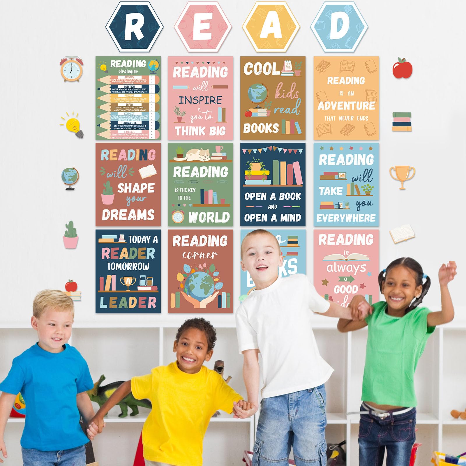 Motivational Posters 6 Greenery Reading Posters For Classroom Library ...