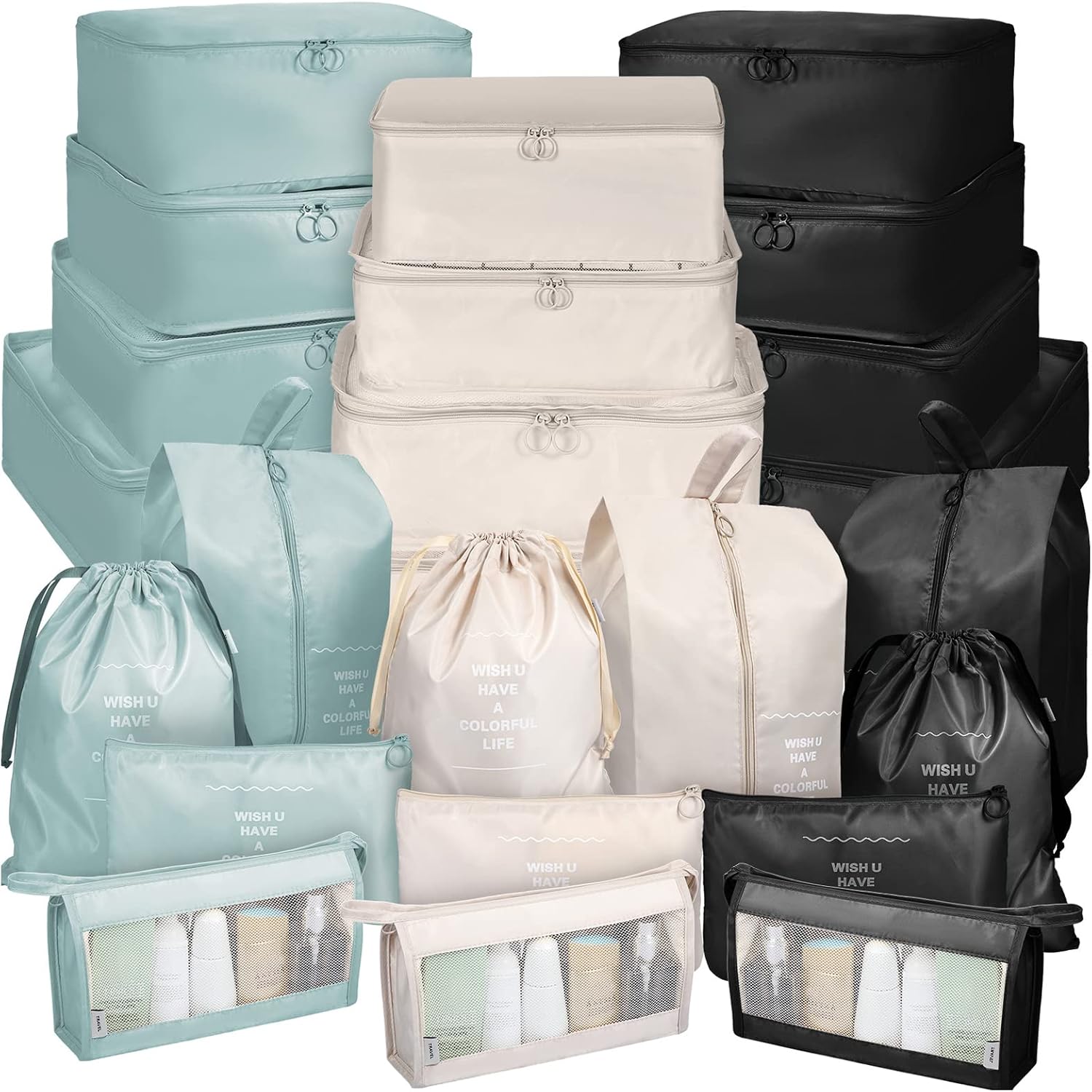Amazon.com: Shappy 24 Set Packing Cubes Luggage Organizer Bags Travel ...