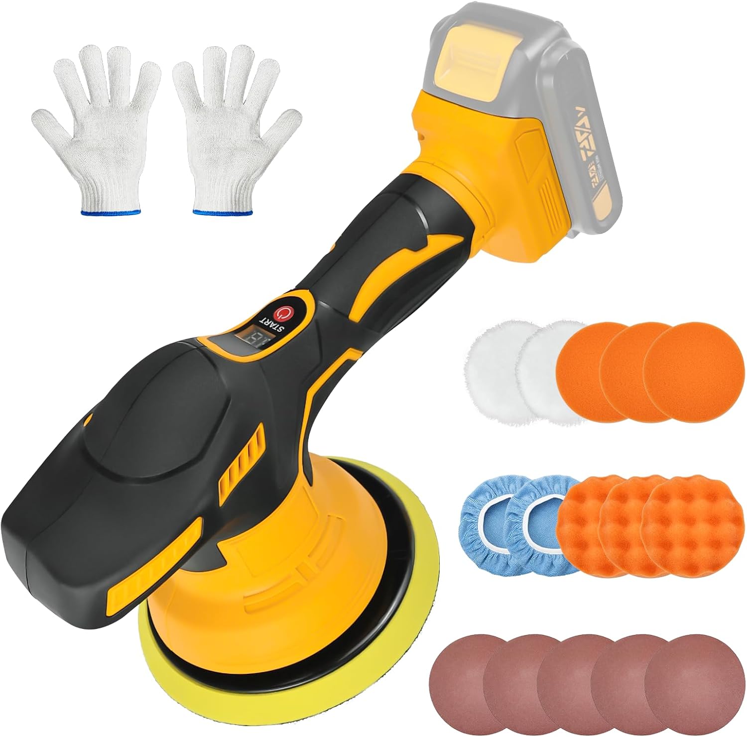 Cordless Polisher for Dewalt 20V Battery, 5000RPM Buffer Polisher Waxer ...