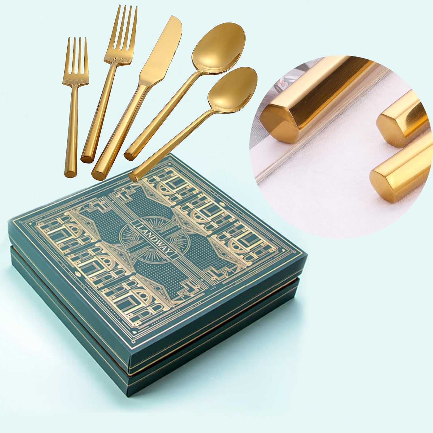 Amazon.com | Thomaso 30-piece Flatware Cutlery Set Shiny Gold with ...