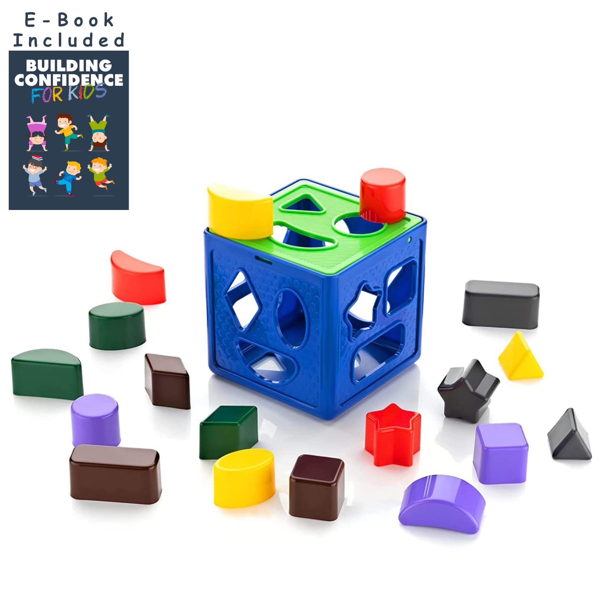 Lefan Plastic Geometric Puzzle Stacker Shape Sorter Cube Stacking Set ...