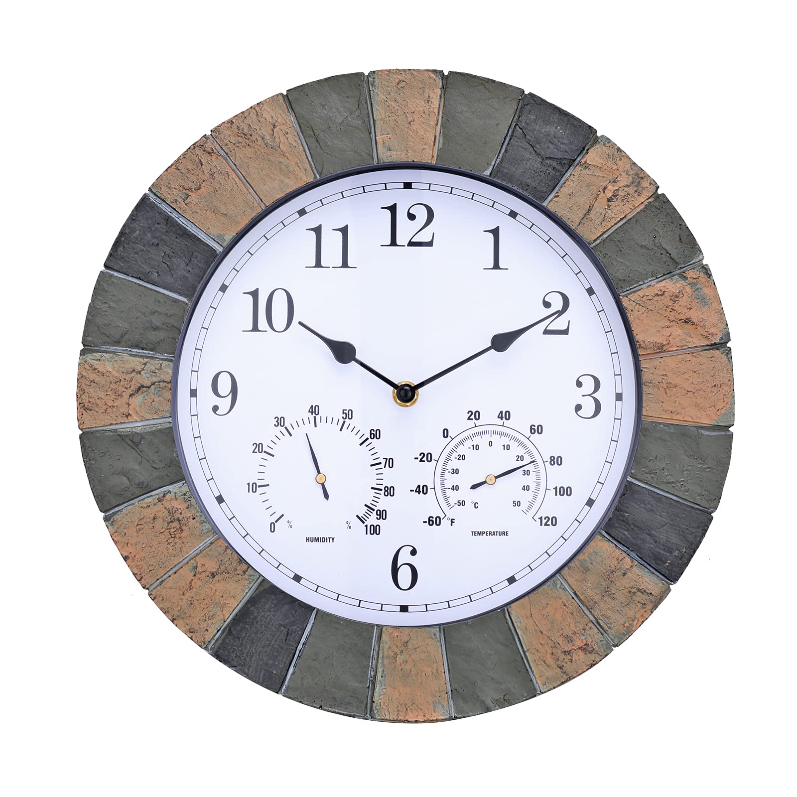 MUMTOP Outdoor Clock - Indoor Clock Large Wall Clock with Thermometer ...