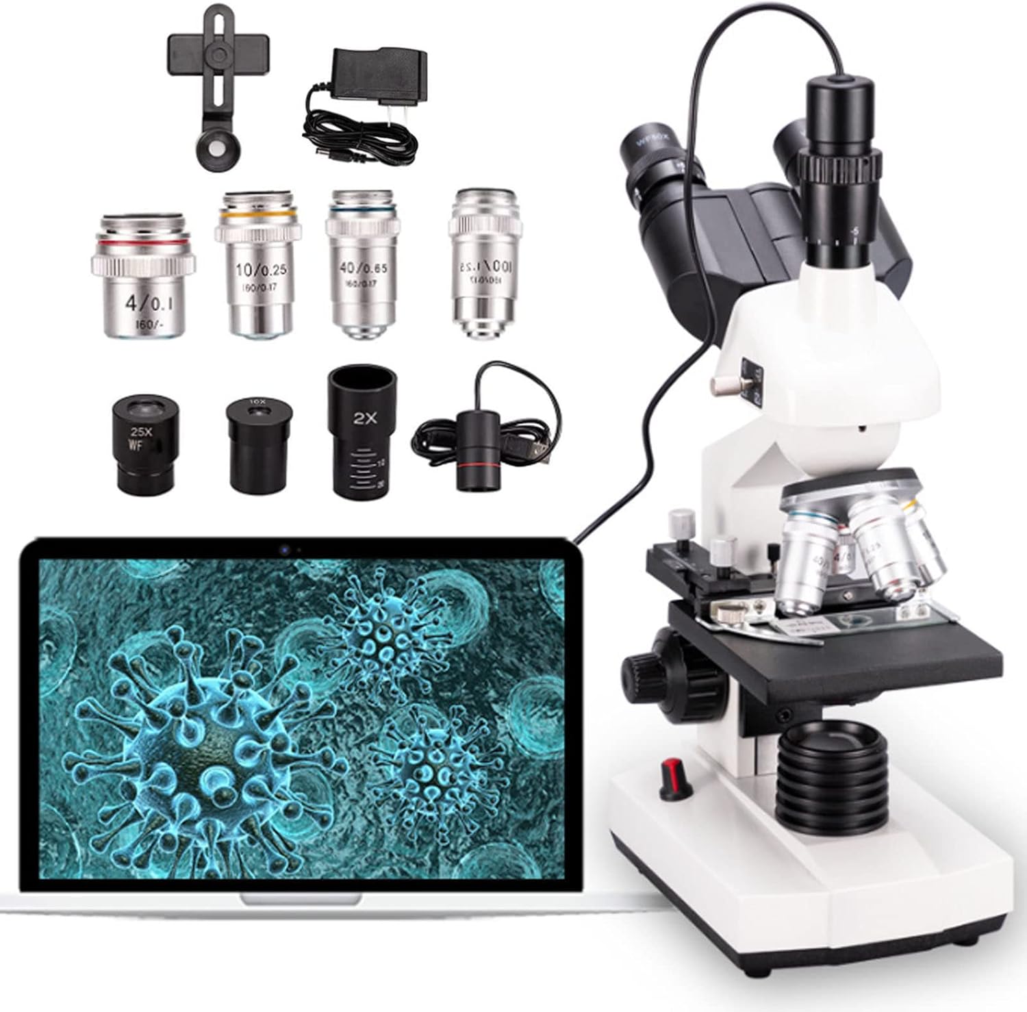 Microscope trinoculaire professionnel composé de laboratoire 40x-5000x ...