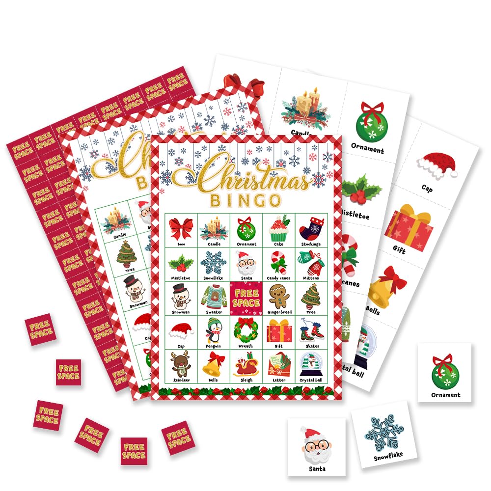 Bingo Markers Christmas Bingo Cards | Party Bingo Sheets | Cute ...