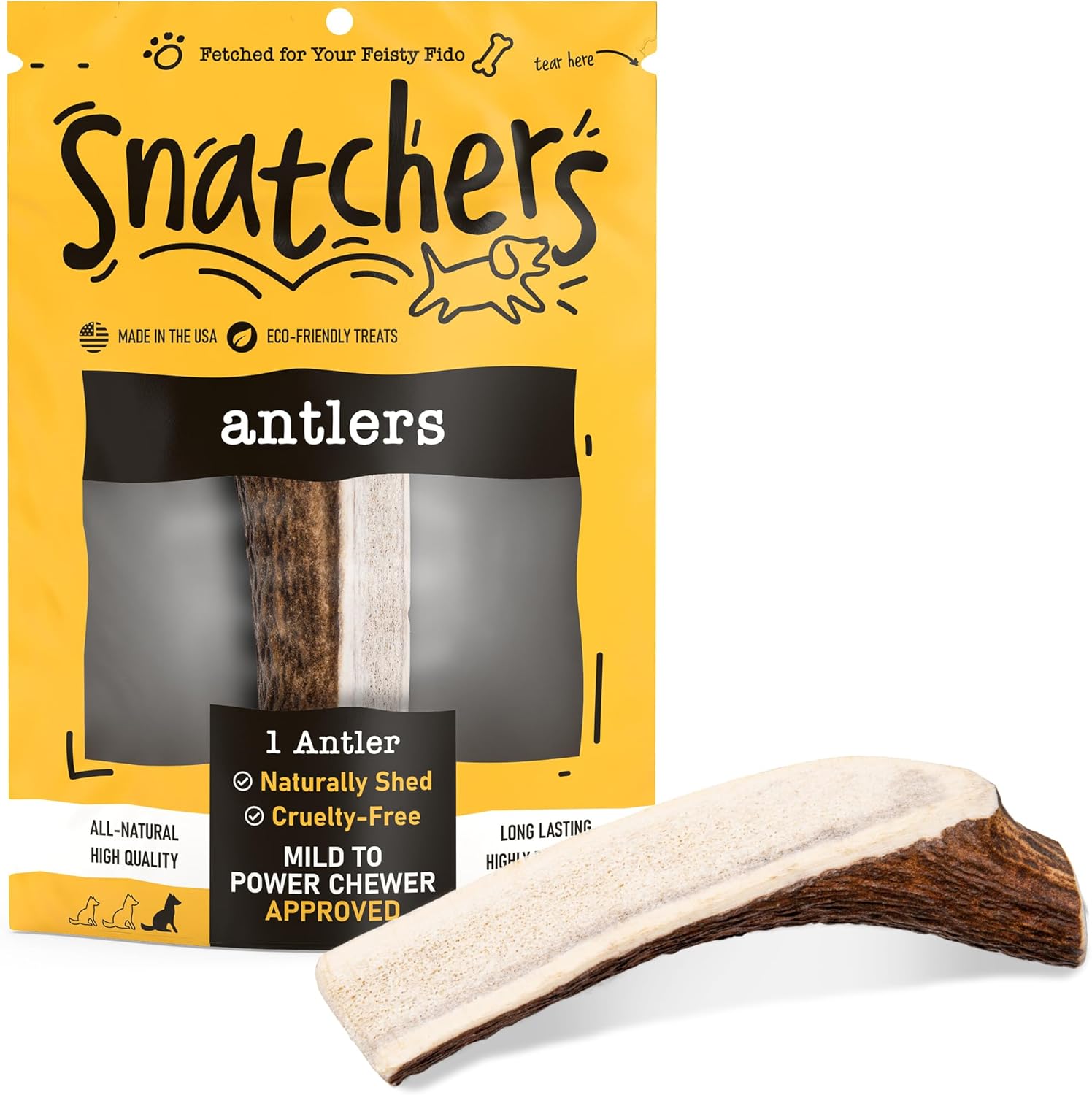Pet Supplies : Snatchers Split Elk Antlers for Dogs – Long Lasting Dog ...