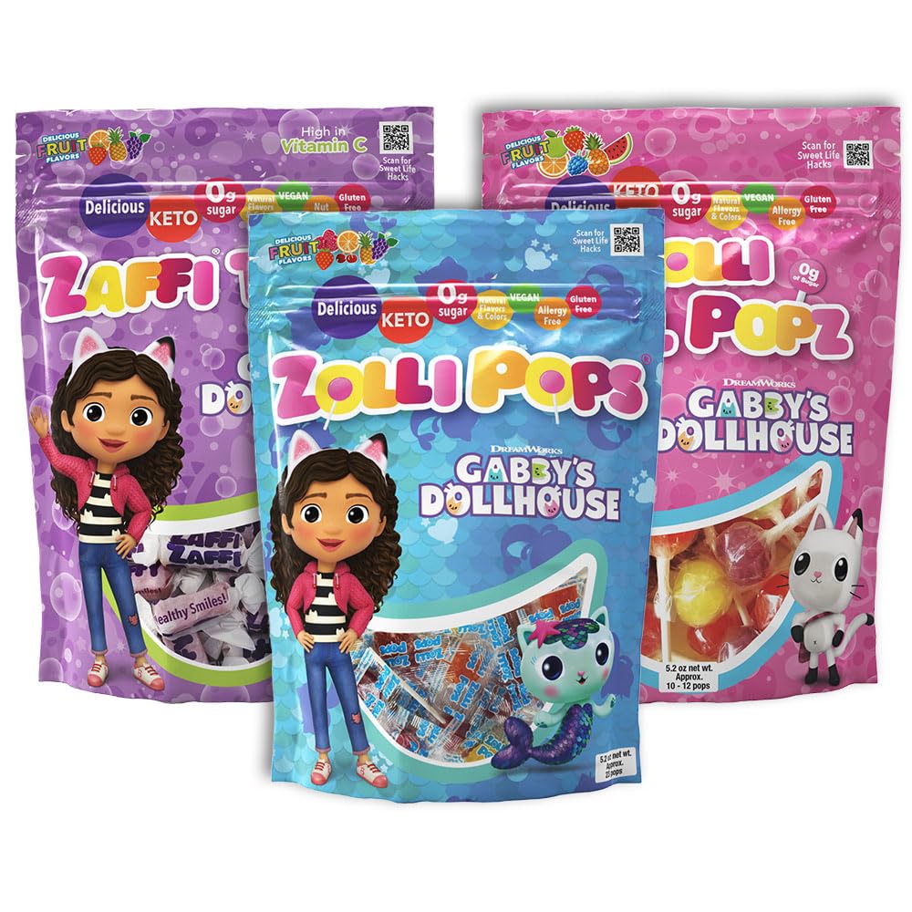 Amazon.com : Zollipops Gabby's Dollhouse Variety Pack - Mixed Fruit ...