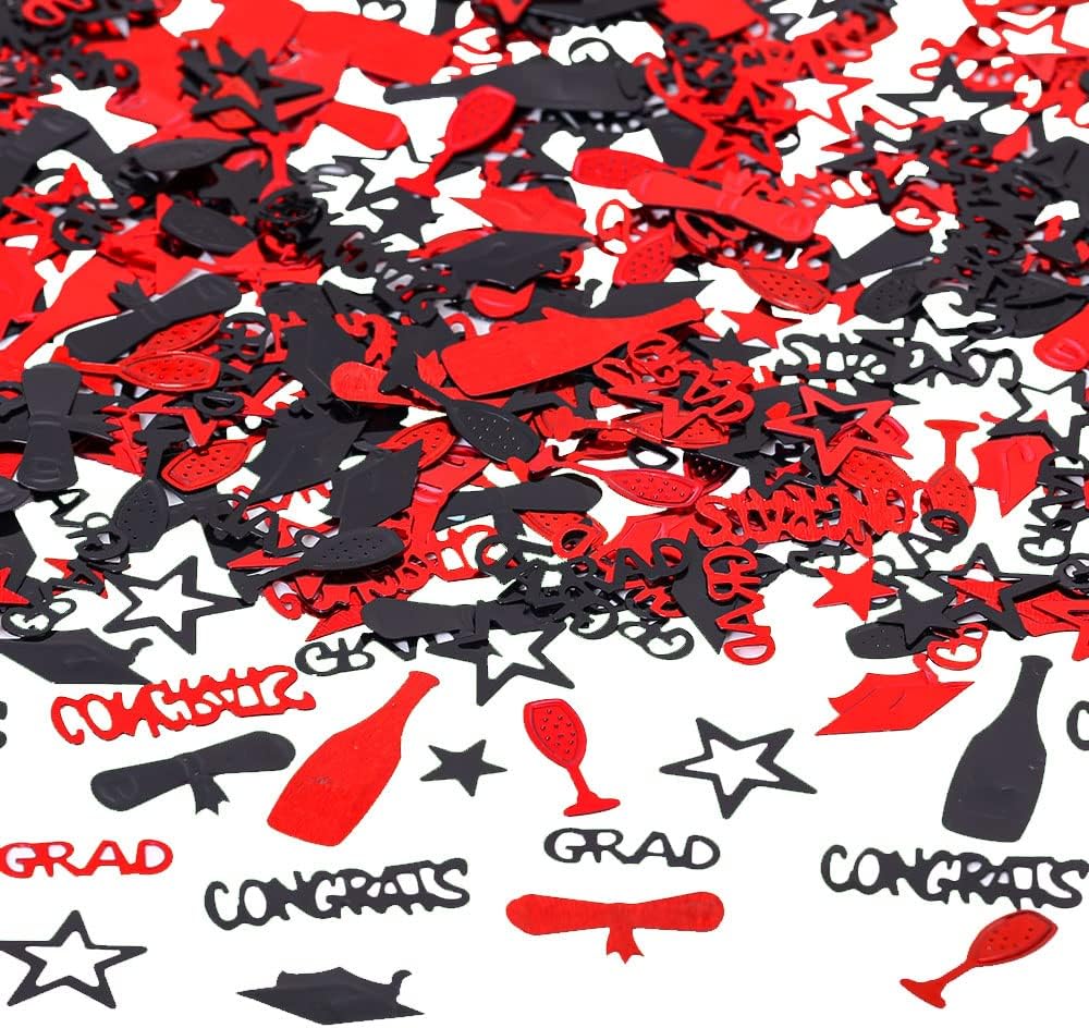 Graduation Confetti Congrats Grad Black and Red Graduation Party ...