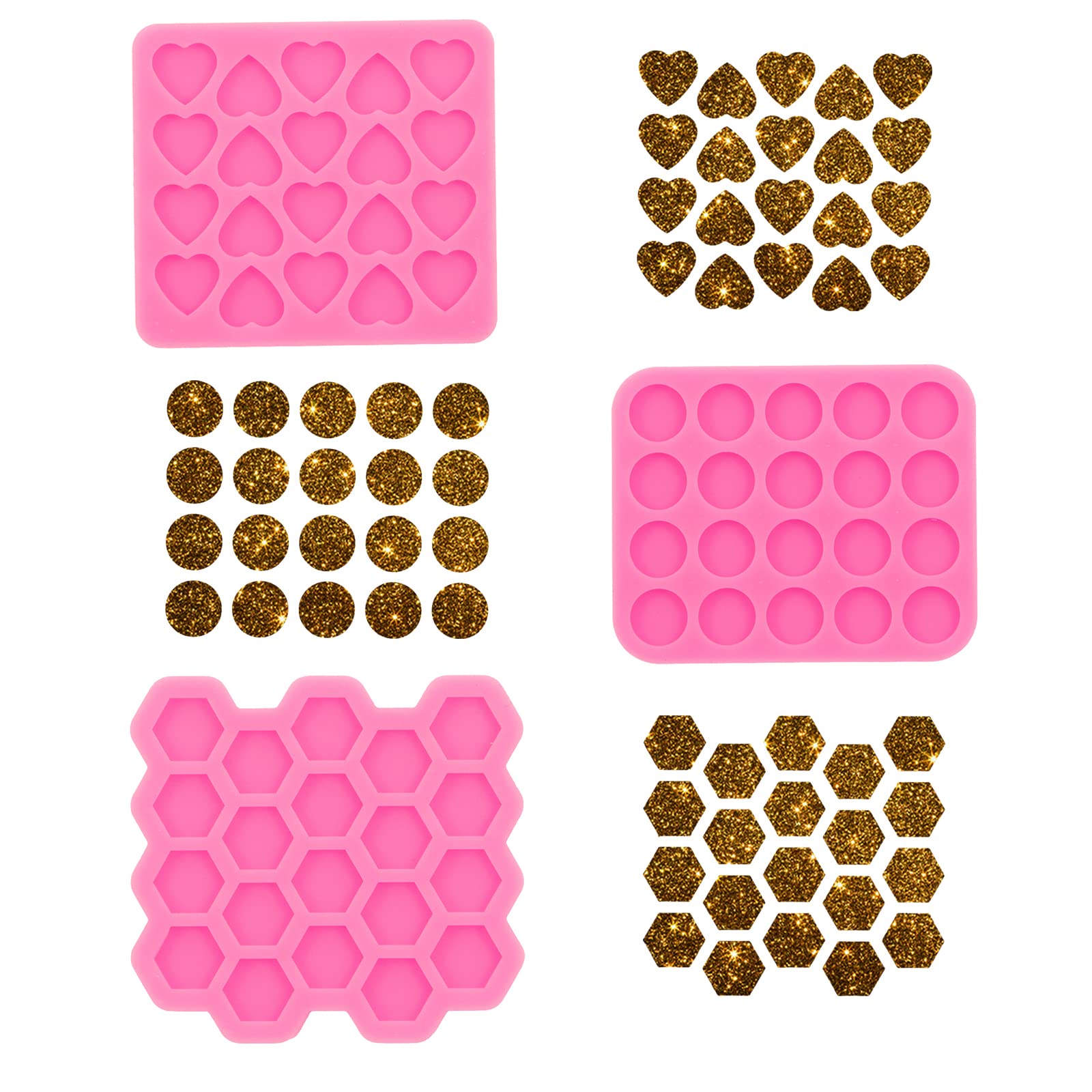 Amazon.com: 3Pcs Set Glossy Mini Silicone Mold Mini Heart/Hexagon ...