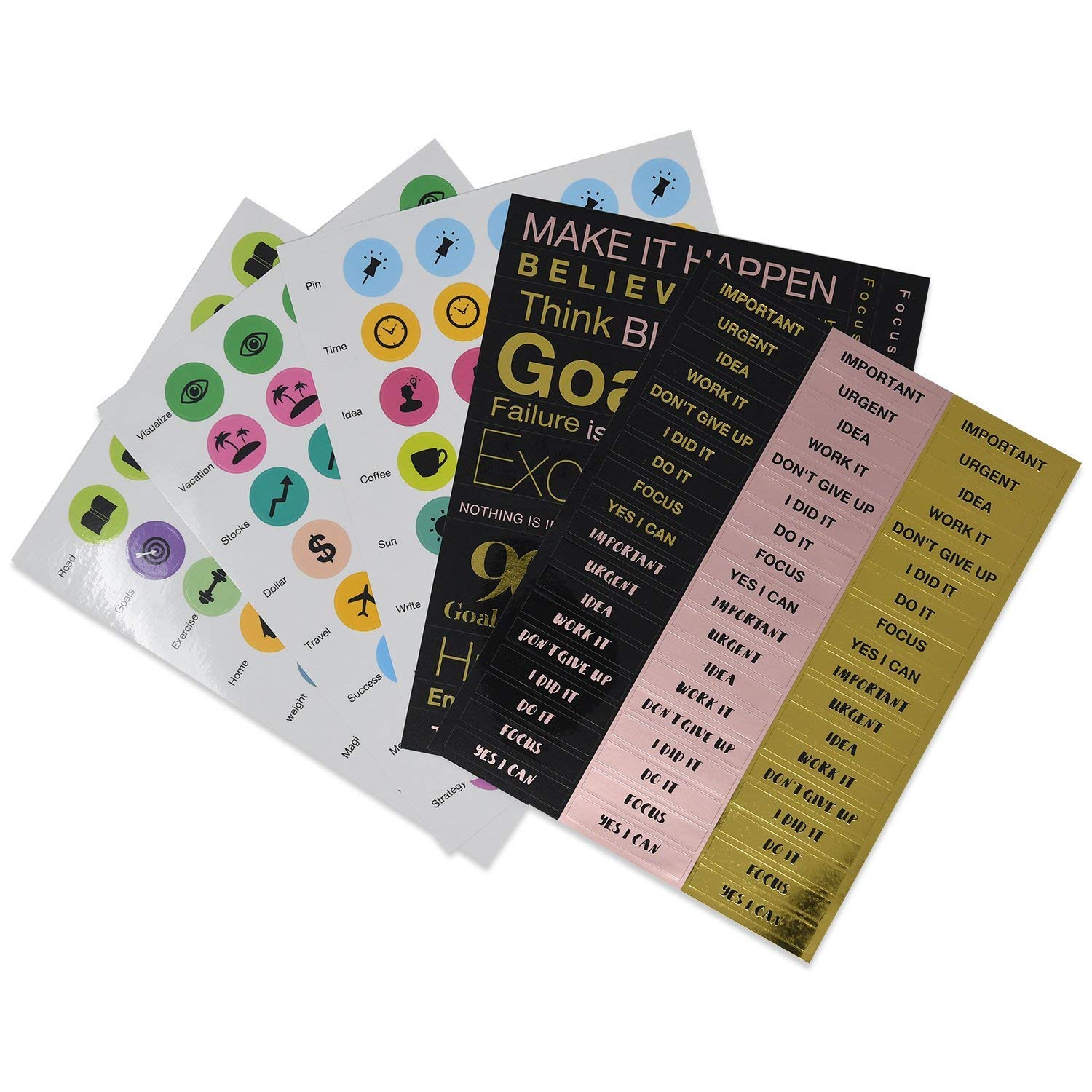 Amazon.com : 90X Goal Planner - Sticker Pack w/Motivational Words ...