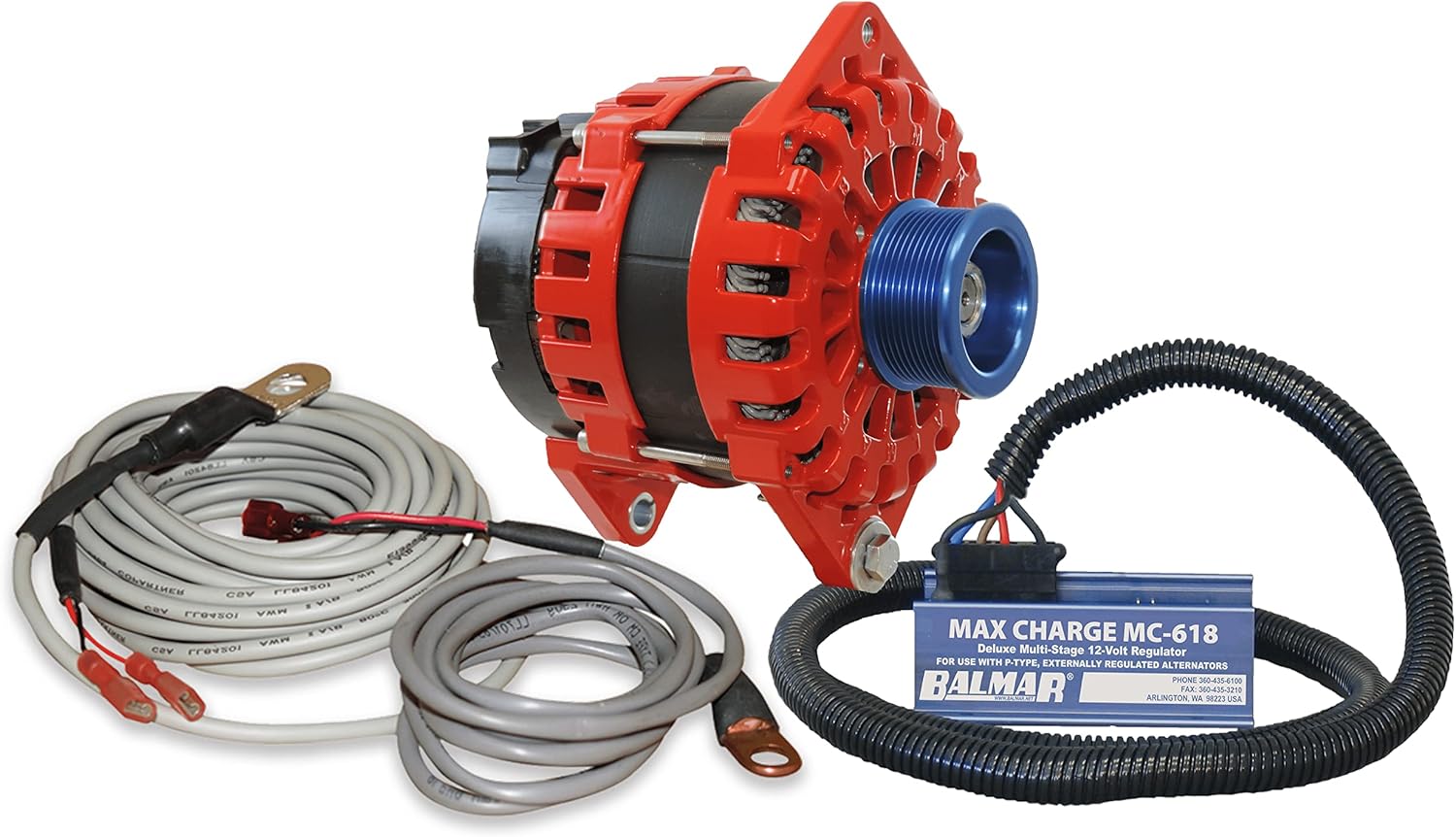 Amazon.com: Balmar Alternator 250 AMP Kit 12V 3.15" Dual Foot Saddle J10 Pulley Regulator & Temp ...