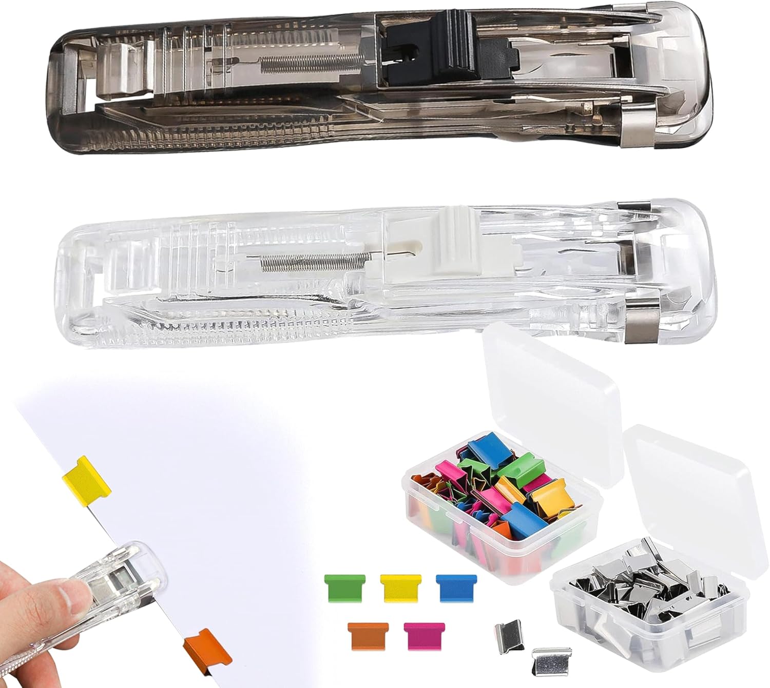 102pcs Clam Clip Dispenser with 100 Portable Mixed Color Refill Clips ...