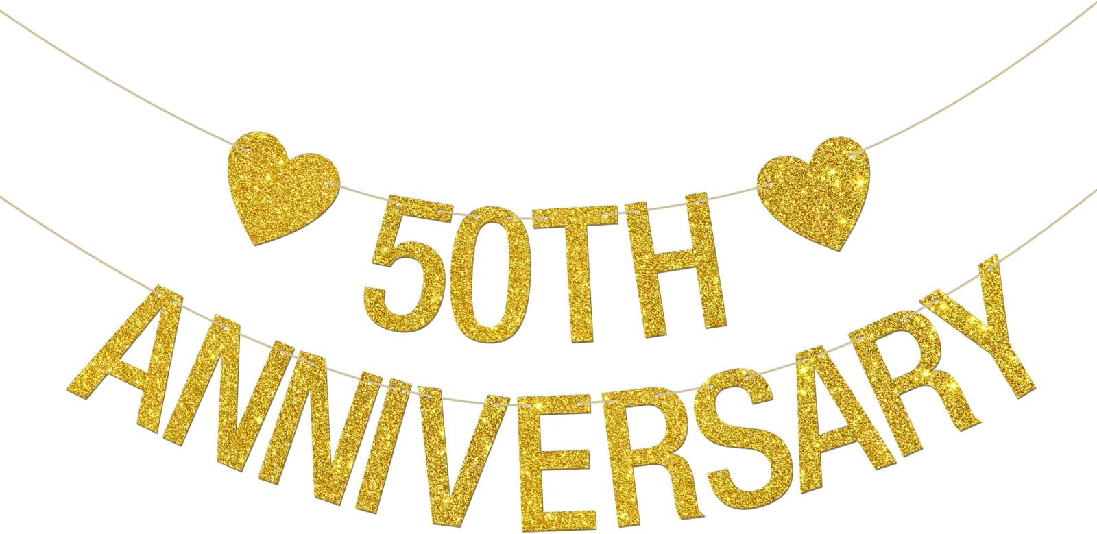 Amazon.com: ENILSA Happy 50TH Anniversary Banner Sign Gold Paper ...