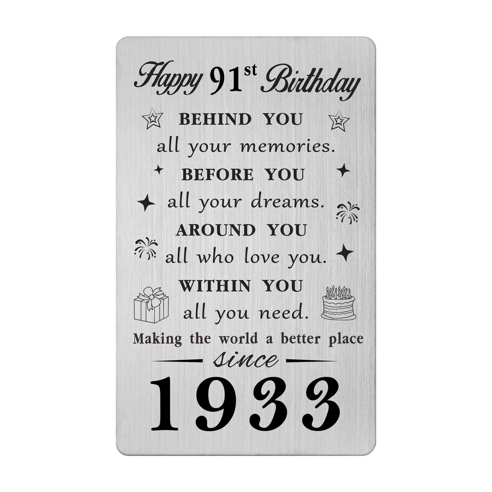 Gezxin Happy 91st Birthday Card Gifts for Men Wome- Personalised 91 ...