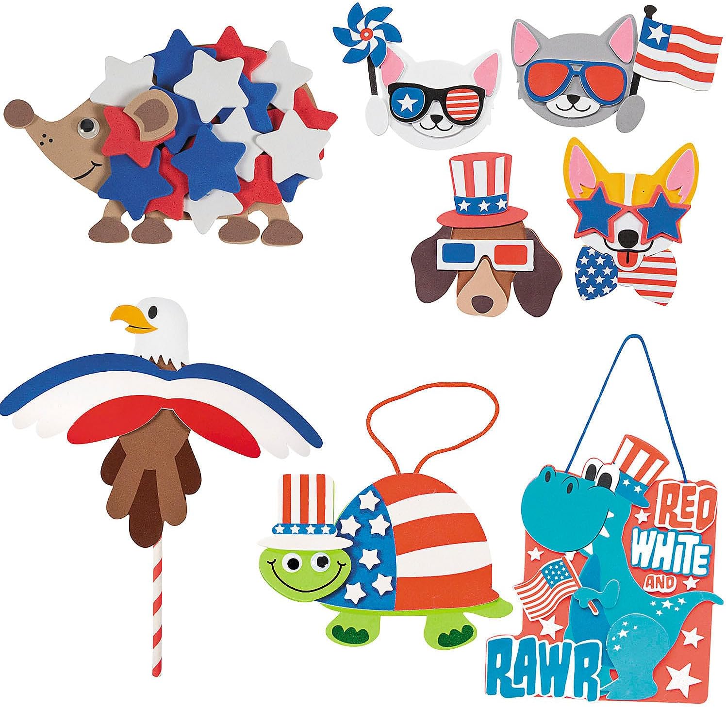 Amazon.com: Fun Express Patriotic Animal Pals Craft Kit Assortment ...