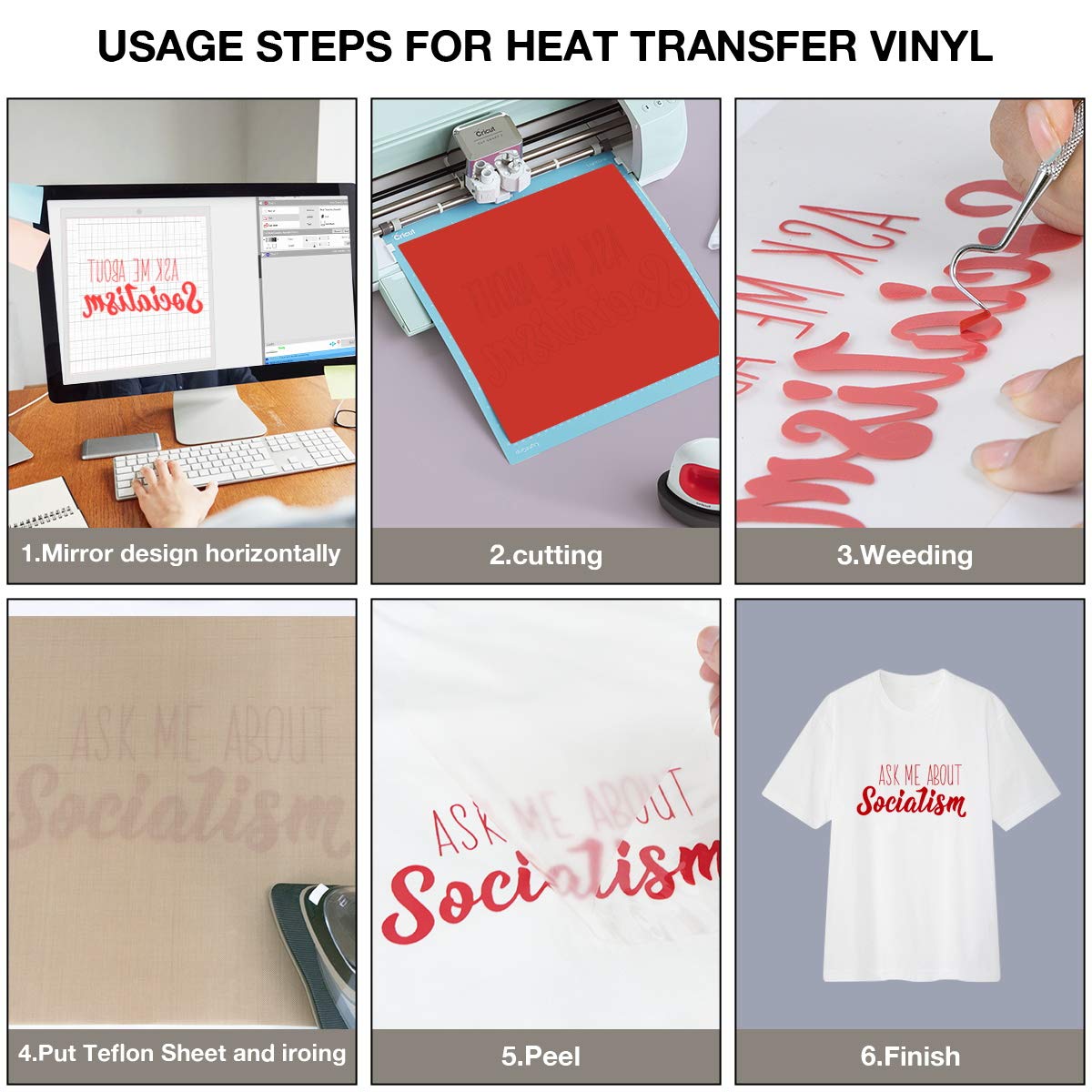 Snapklik.com : Dysania Red HTV Heat Transfer Vinyl Rolls-12"x25FT Red ...