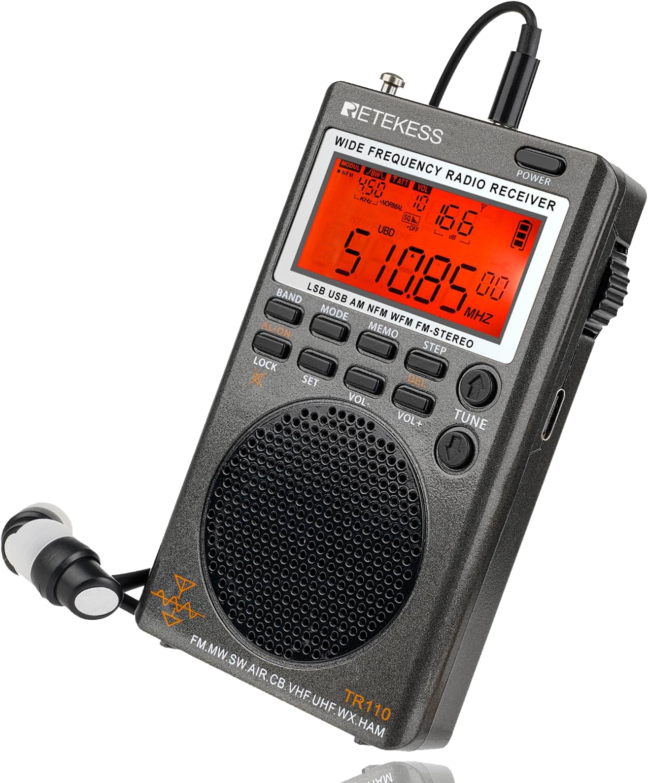 Retekess TR110 Portable Digital Radio,FM/SW/MW/SSB/AIR Multi Band Radio ...