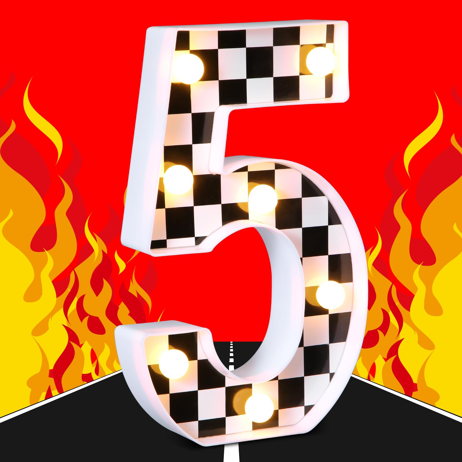 Amazon.com : Maxcheck Racing Car Light up Numbers Black and White ...