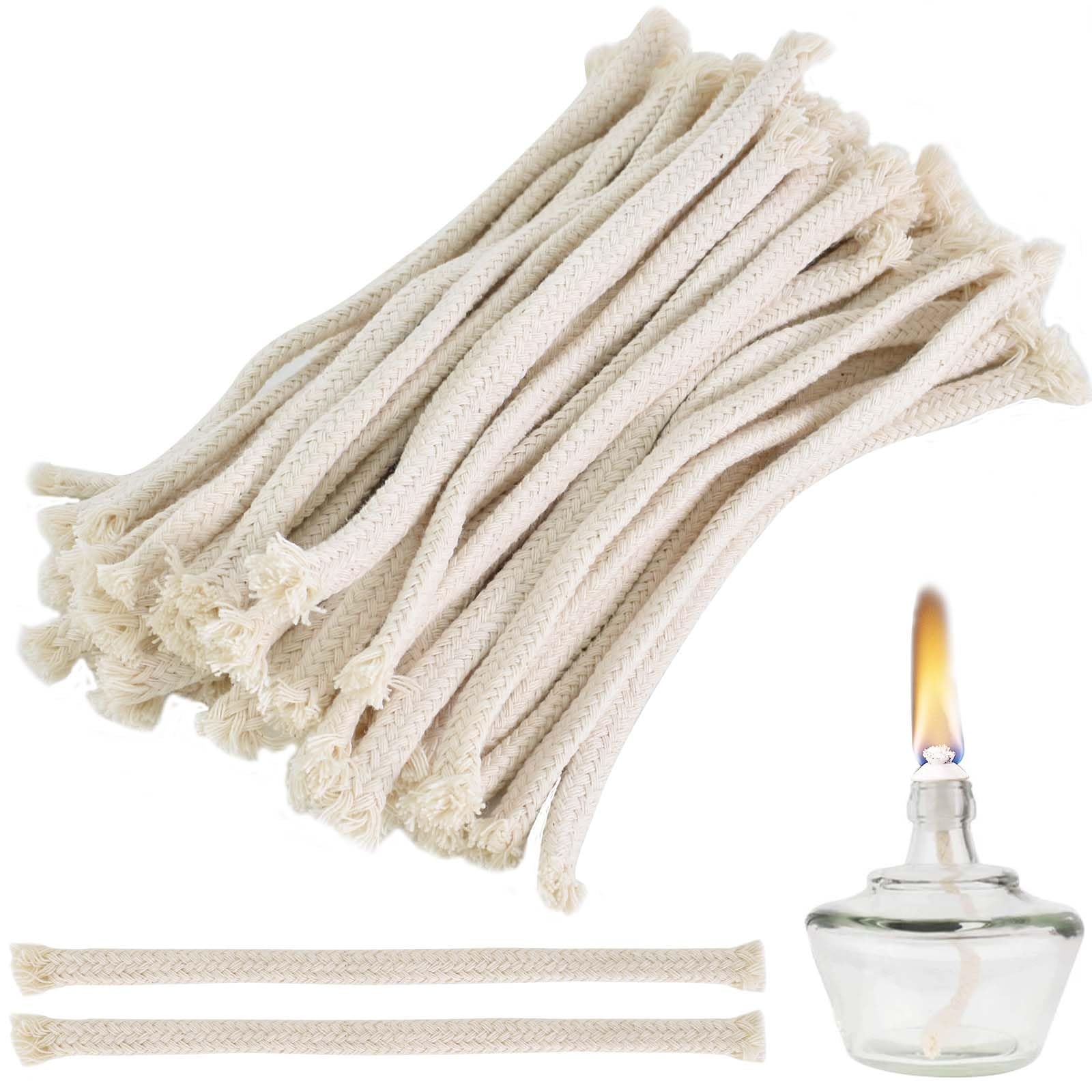 Kioiner 50Pcs Oil Lamp Wicks, 1/4" Round Cotton Oil Lamp Wicks Burner ...