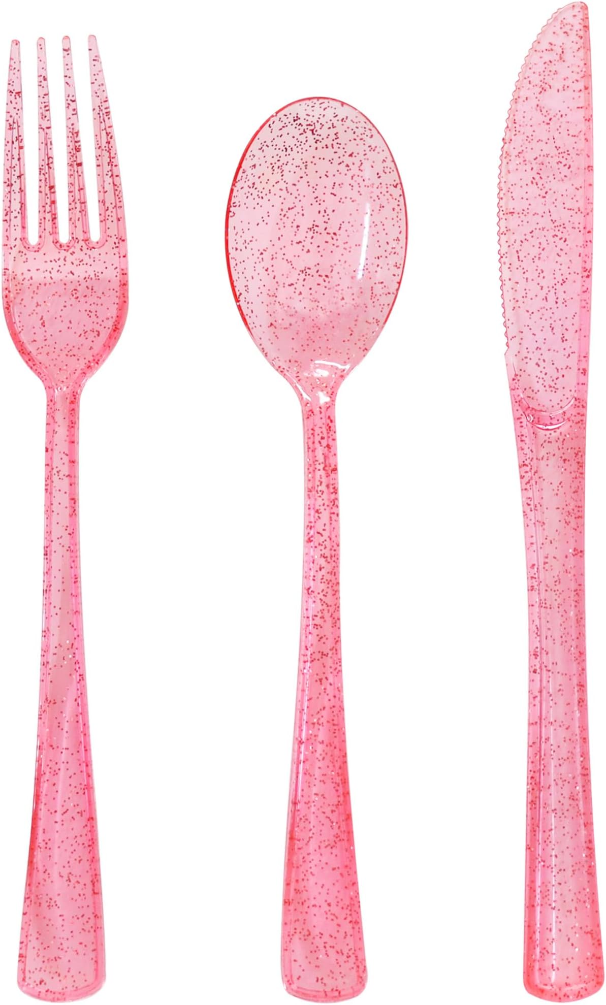 Amazon.com: 180 Plastic Silverware Set | Silver Glitter Clear Plastic ...