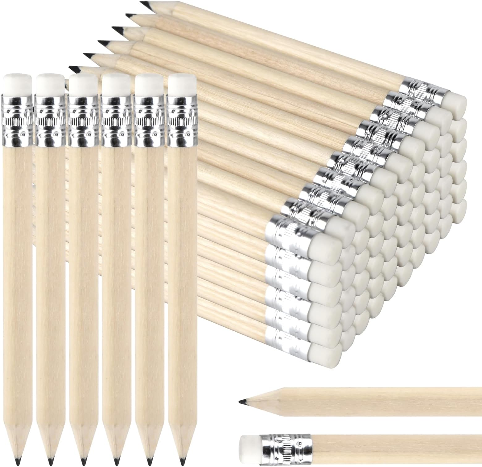 34 Pcs Golf Pencils with Eraser, 4 Inch Short Half Pencils Mini Wood ...