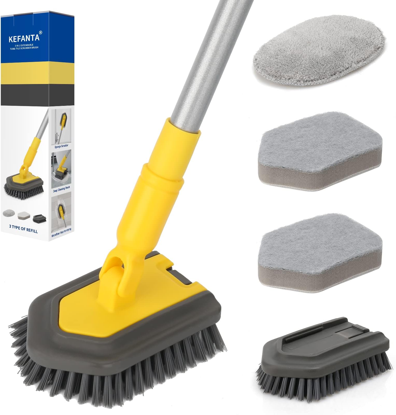 Amazon.com: CLEANHOME Tile Tub Scrubber Brush with 3 Different Function ...