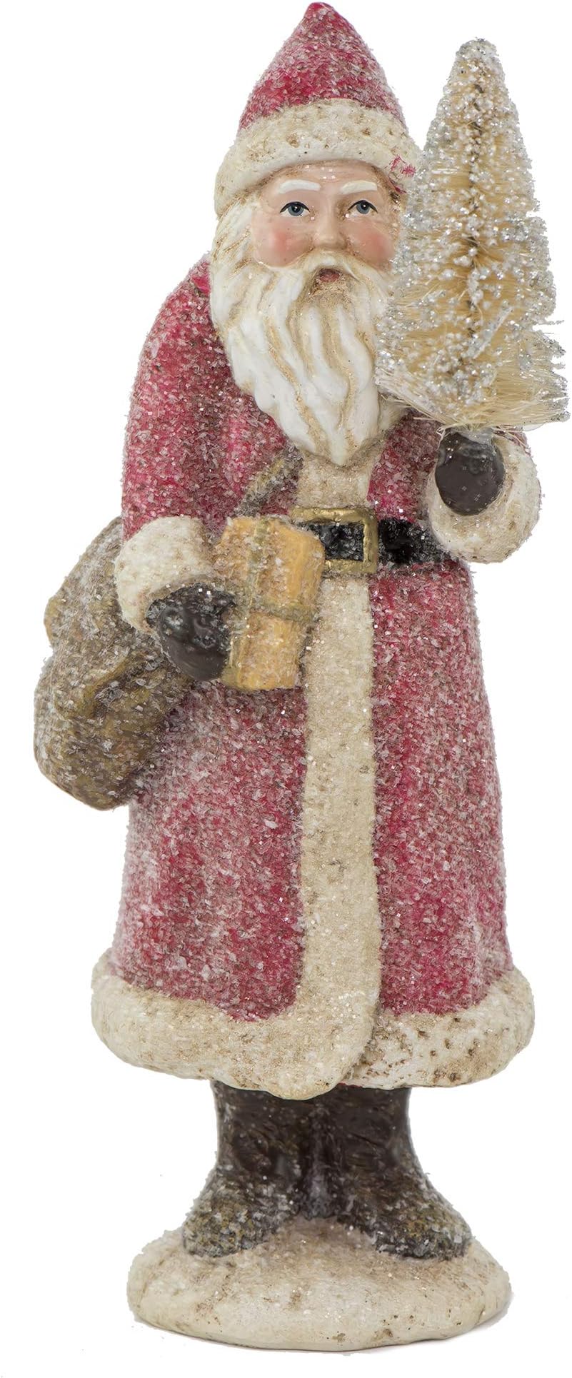 Amazon.com: RAZ Imports Glittered Resin Santa Figure (Red) : Home & Kitchen