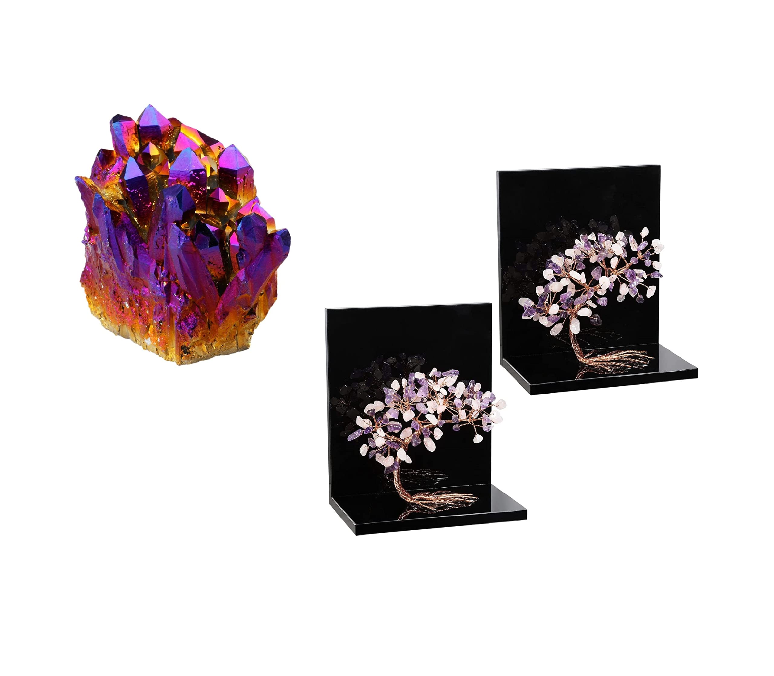 Amazon.com: Rockcloud Natural Titanium Coated Crystal Quartz Purple ...