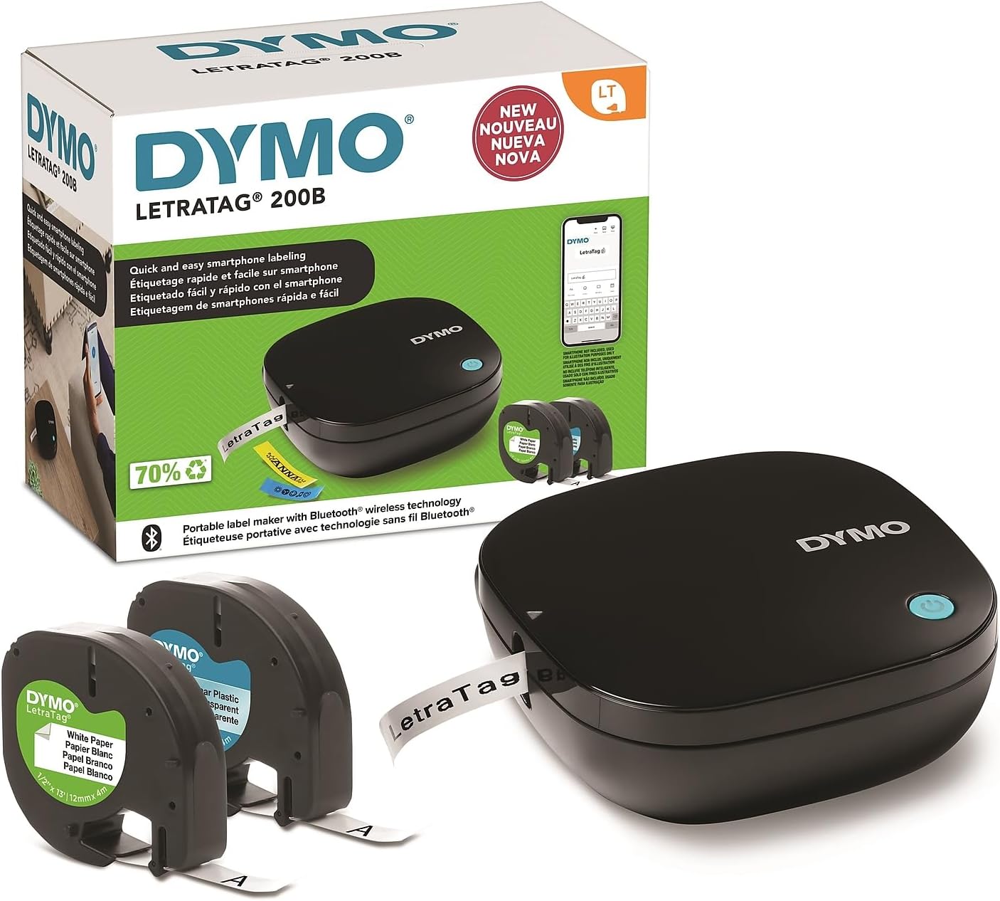 Amazon.com: DYMO LetraTag 200B Portable Thermal Bluetooth Label Maker ...