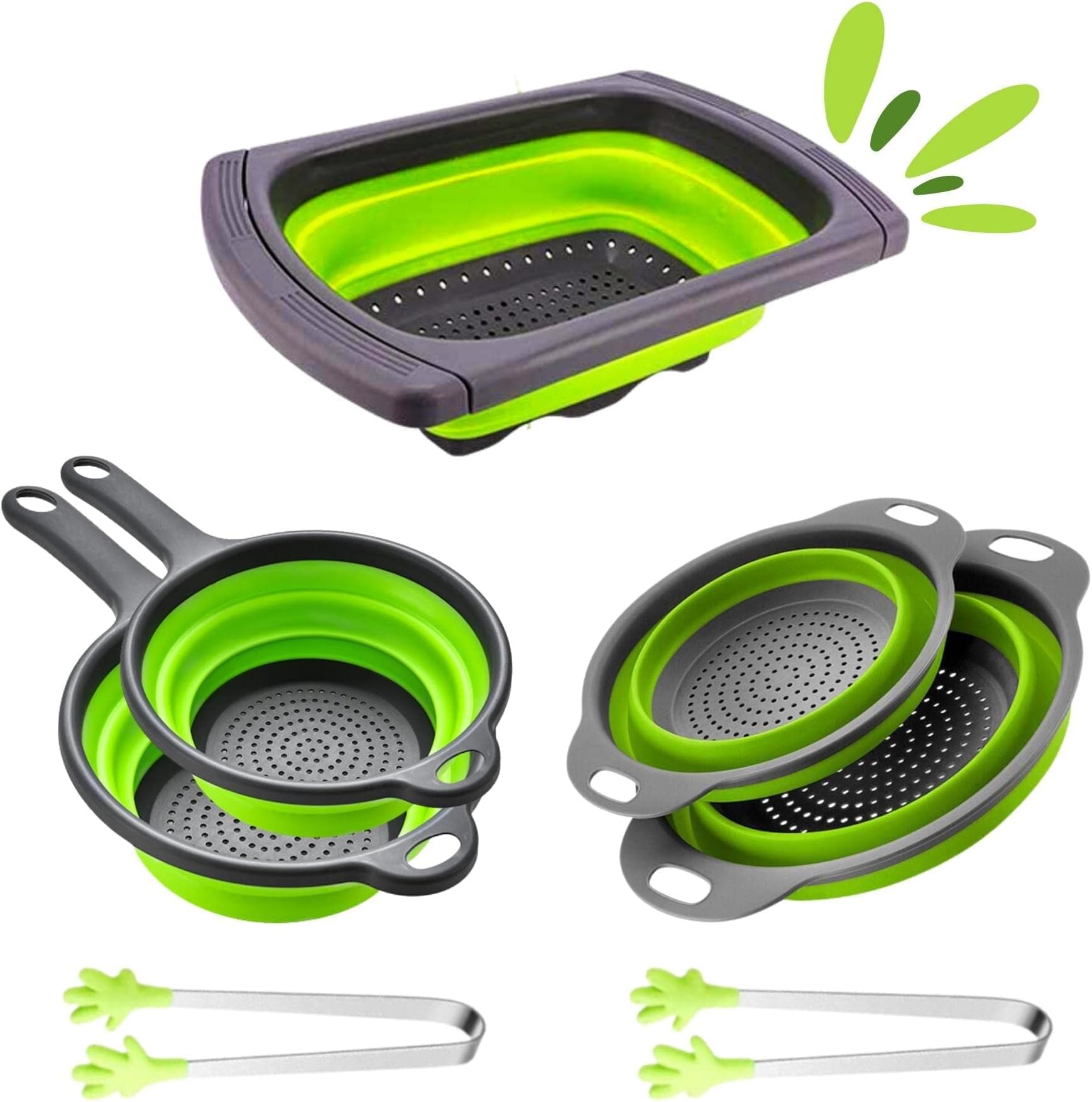Amazon.com: Collapsible Colander Set – 3-Pcs Set with Over the Sink ...