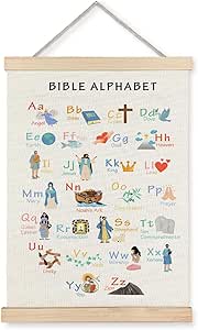 Supwhd Bible Verse Posters for Kids, Bible Alphabet Poster Hanger Frame ...