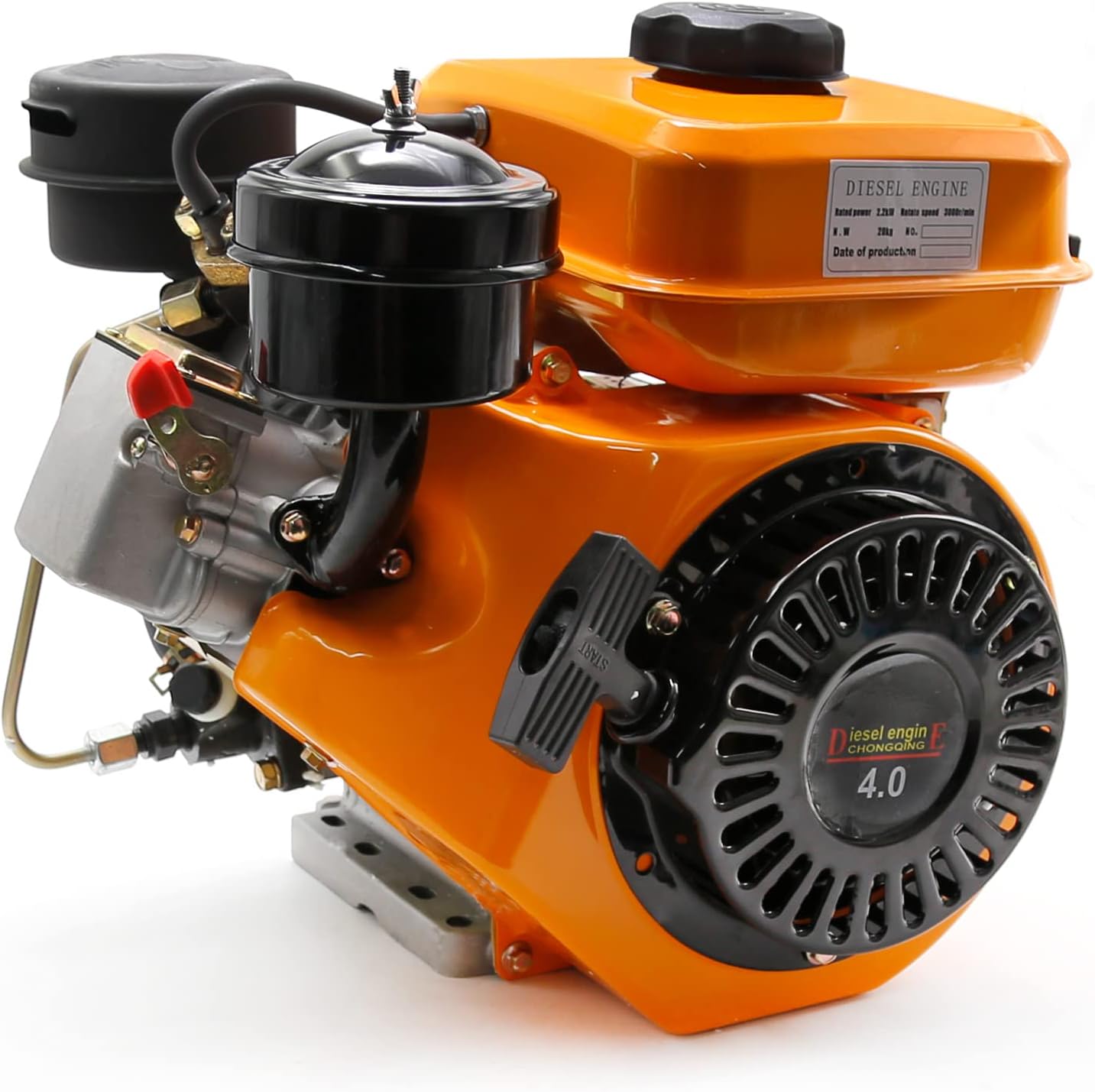 Amazon.com: Diesel Engine, 196CC 4 Stroke Single Cylinder Air Cooling ...