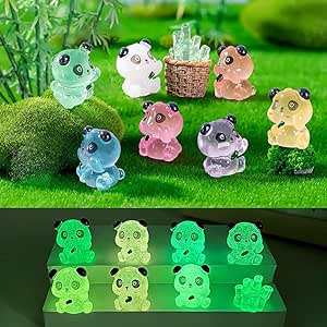 Amazon.com: Purple Star 8PCS Mini Resin Pandas Tiny Animals Figures Fairy Garden Little Glow in ...