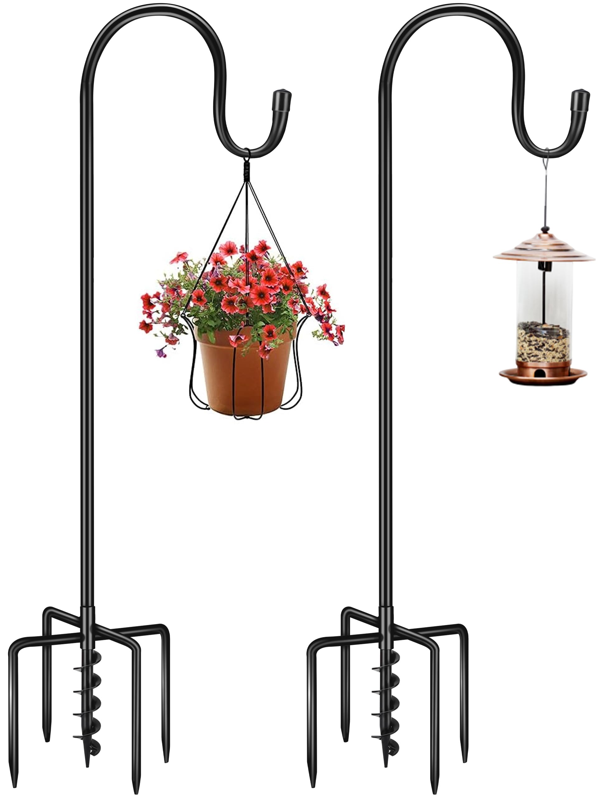 Amazon.com: JOYSEUS Shepherd Hook with Auger Drill Bit 5 Prong Bases, 2 ...