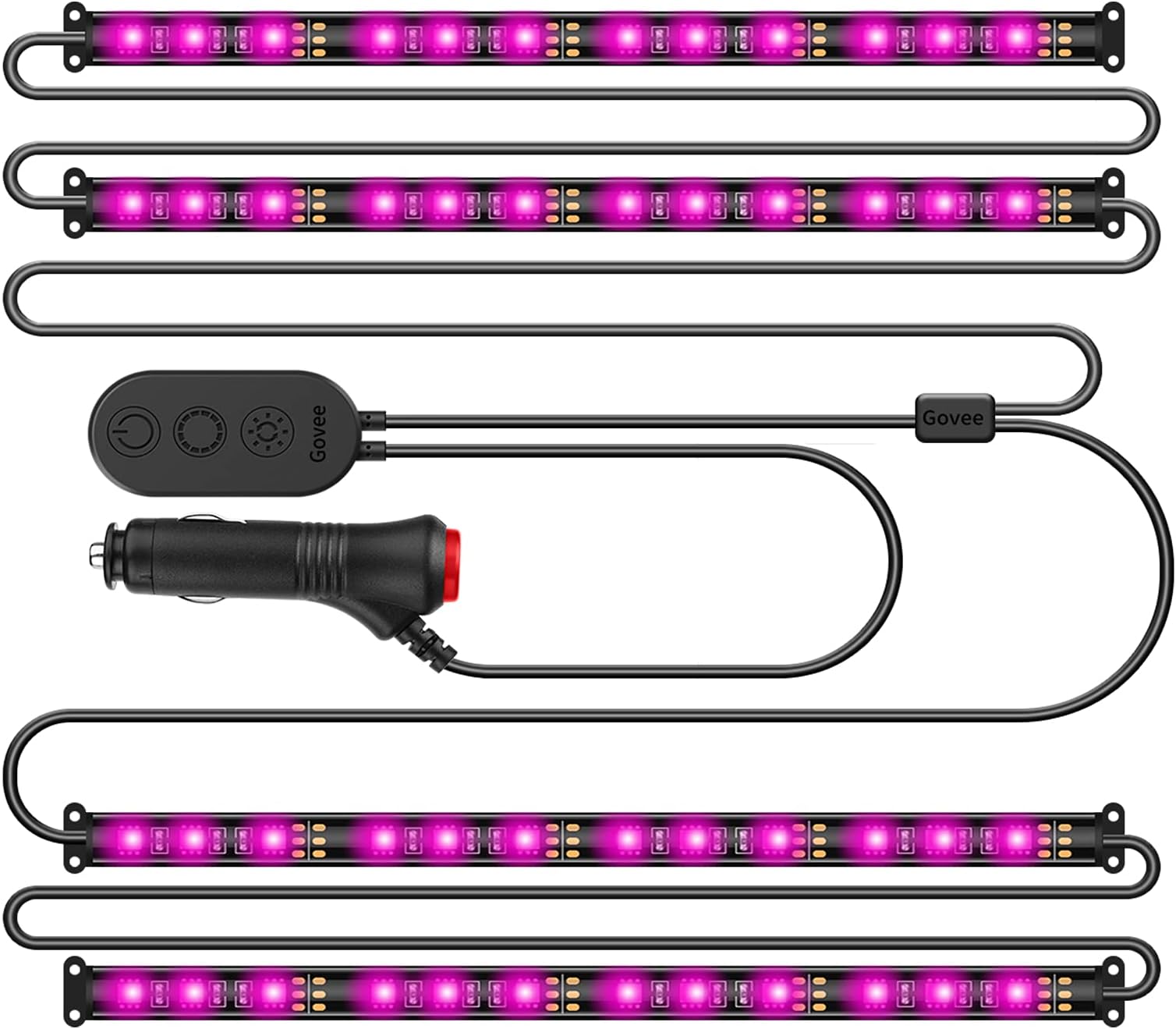 Govee Striscia LED Auto con APP, Luci LED Interne con 9 Colori ...