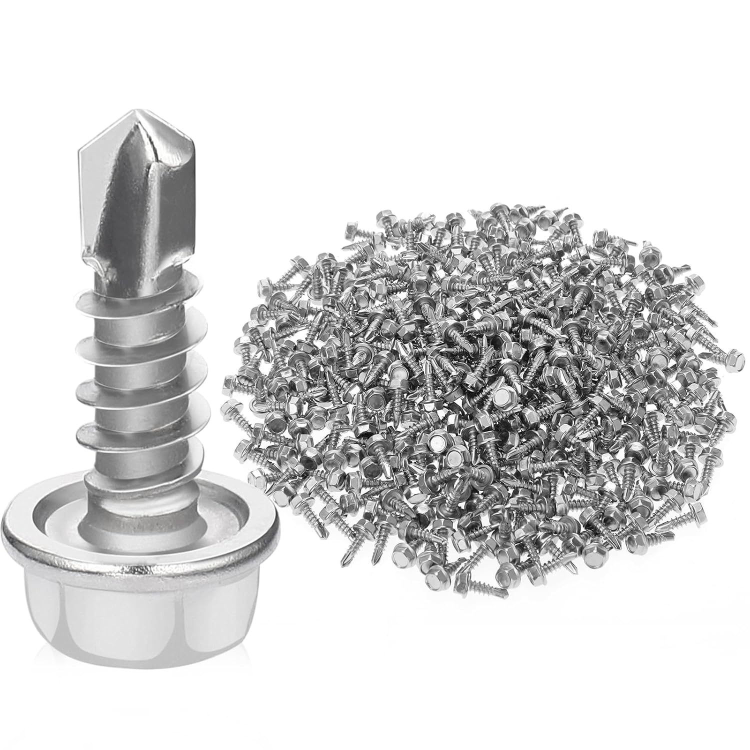 Zonon 500 Pcs #8 x 1/2" Hex Washer Head Self Drilling Screws for Metal ...