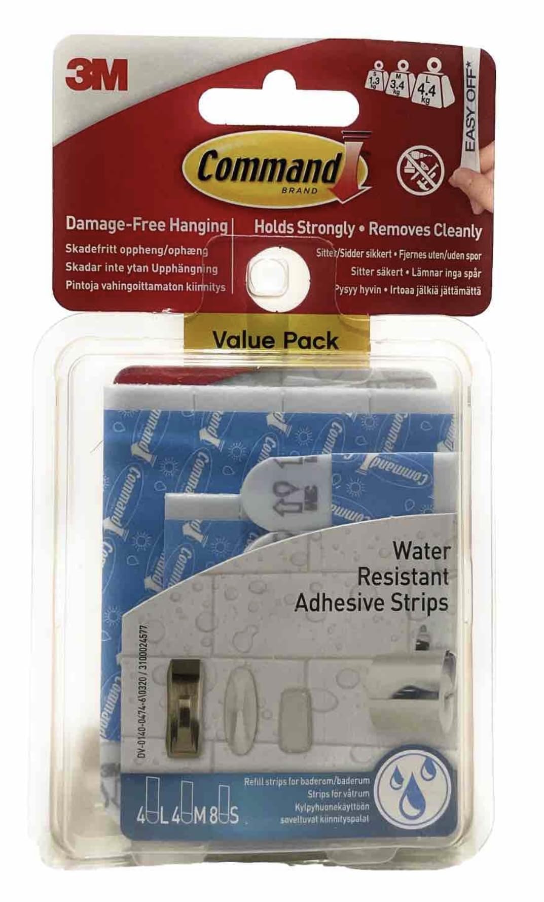 17200B Command Bathroom Assorted Water Resistant Refill Strips : Amazon ...