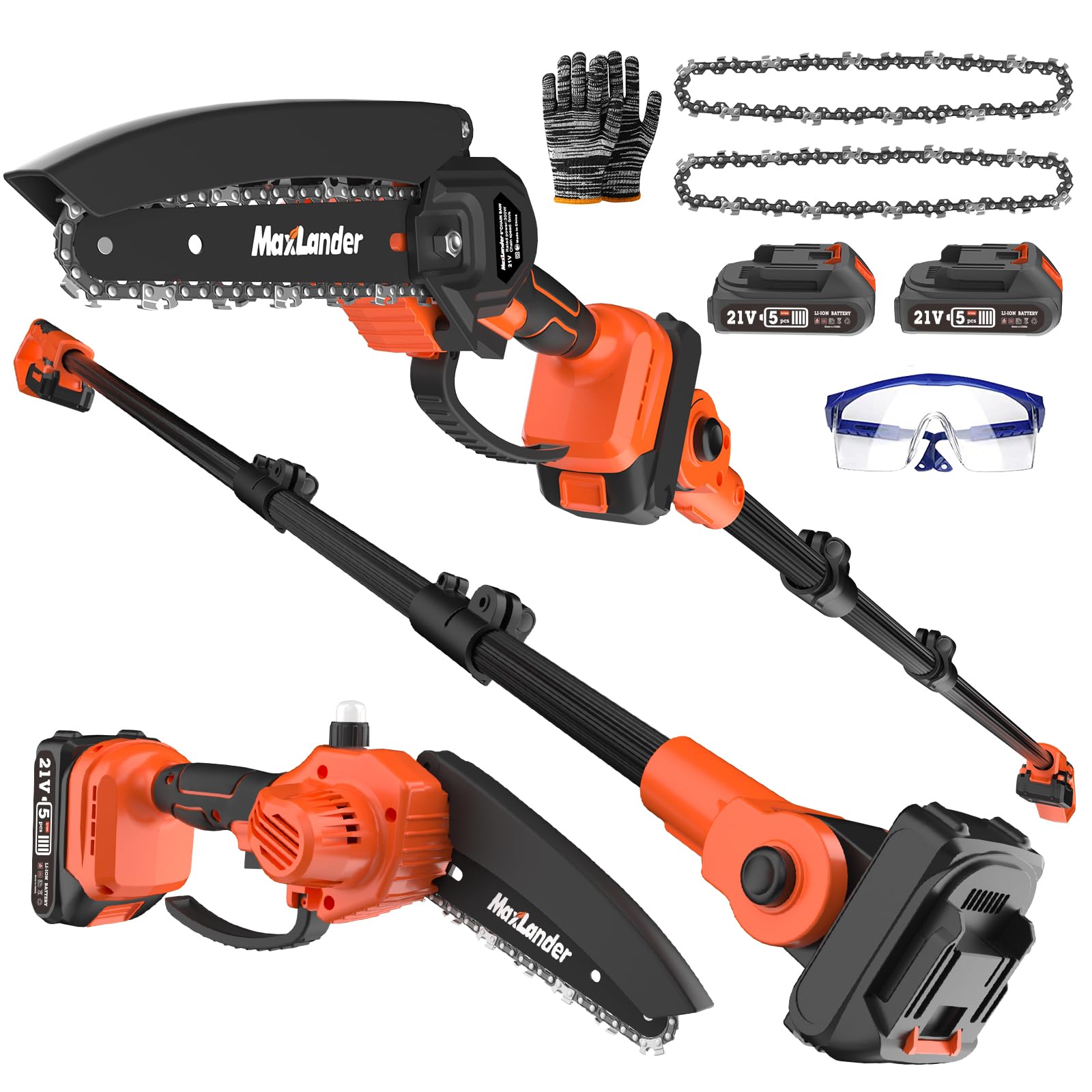 Snapklik.com : MAXLANDER 2-in-1 Cordless Pole Saw & Mini Chainsaw, 6 ...